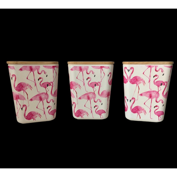 Ciroa | Kitchen | Ciroa Pink Flamingo Square Canisters With Wooden Lids ...